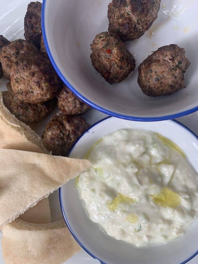 Lamb Kofta Meatballs With Garlicky Yogurt Dip