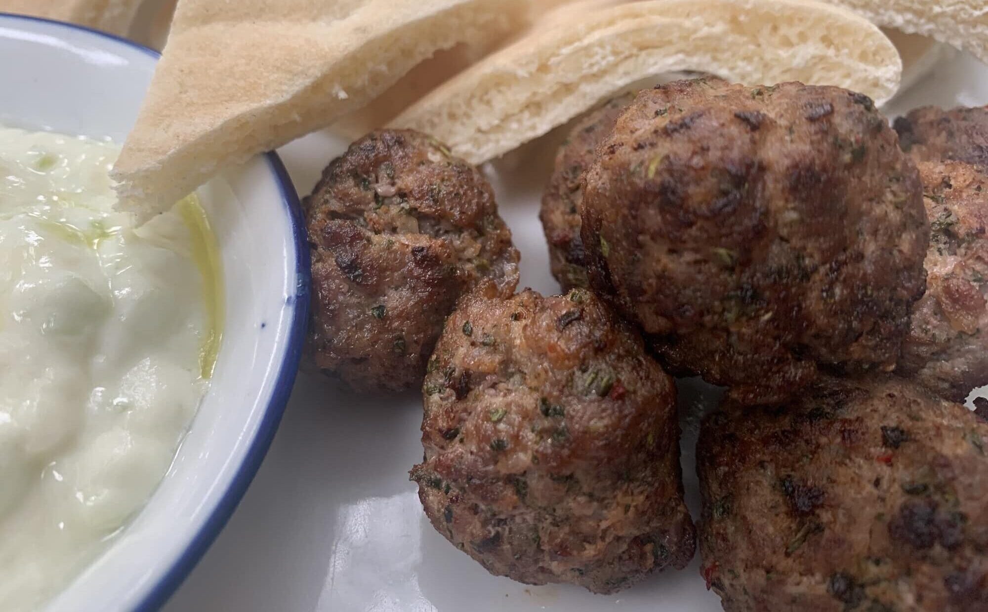 Lamb Kofta Meatballs With Garlicky Yogurt Dip