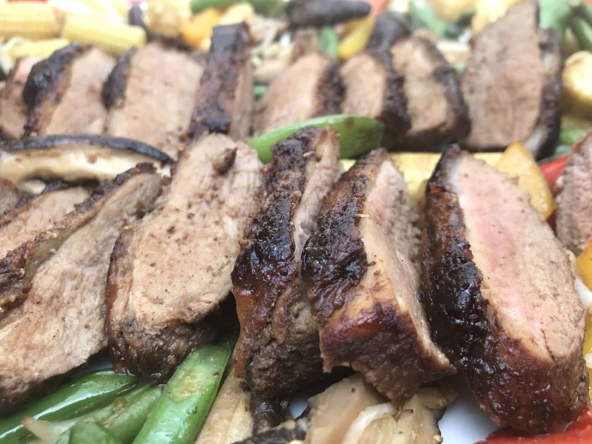 Crispy Duck With Stir-Fried Vegetables And Spicy Fruit Sauce